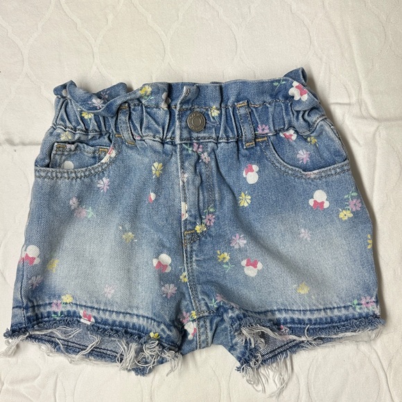 Disney | Bottoms | Disney Kids Minnie Mouse Blue Floral Denim Shorts 3 ...
